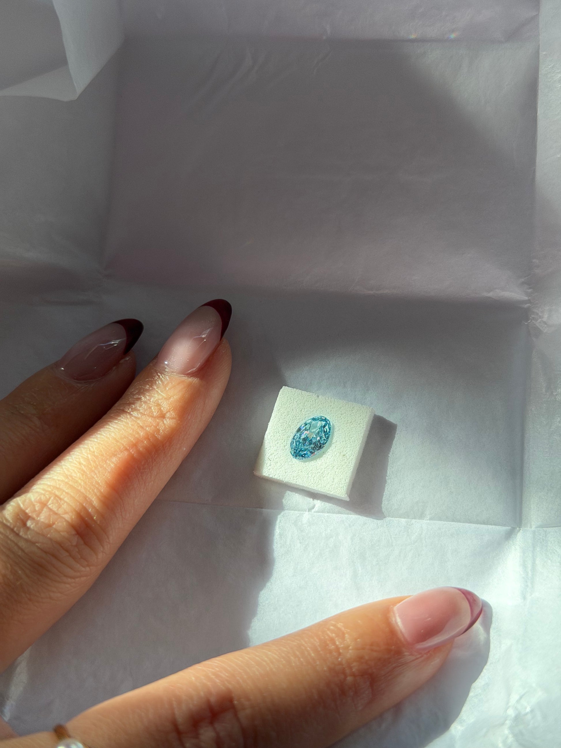 1.05ct fancy blue oval VS1 IGI certified – Saucy Gems
